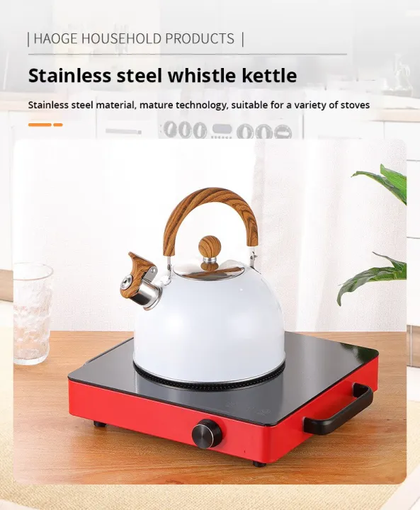 3L Liter Stainless Steel Whistle Kettle Thickened Kettle Gas Induction ...