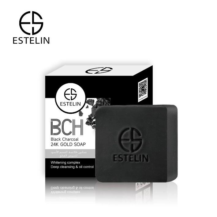 ESTELIN Black Charcoal 24K Gold Soap Whitening Complex Deep Cleansing ...