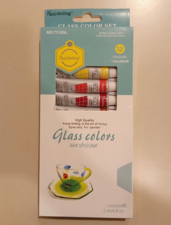 12 Glass colours paints 12 Glass colours tubes with one brush glass ...