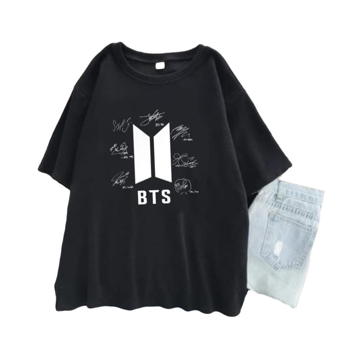 Trendy BTS Theme Logo T-Shirt for Girls/Women, Cotton, Half Sleeve ...