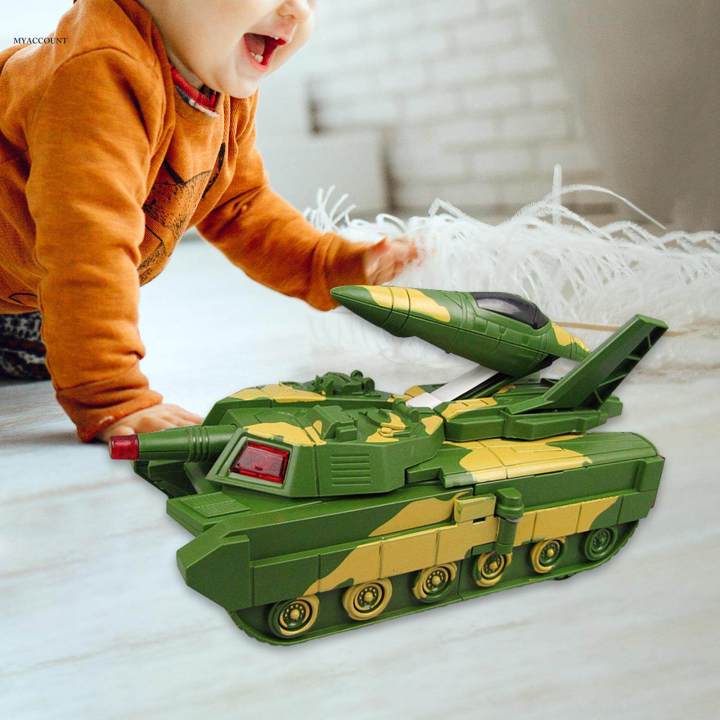 Realistic Armored Tank Toy with Light and Sound Transport Tank Aircraft ...