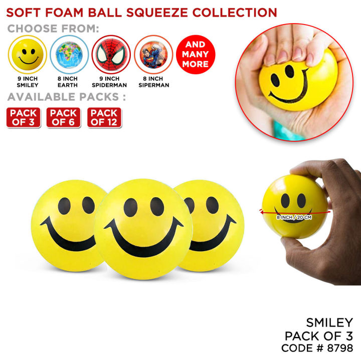Squeez Ball Collection, Smart Care Smile Face Stress Reliever Smiley Soft Foam Balls Toy For ...