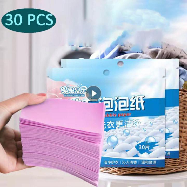 30 PCS/Bag Laundry Tablets Concentrated Washing Powder Underwear Detergent Sheet Laundry Bubble ...