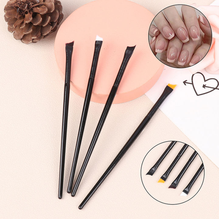 French Tip Nail Brush Black Handle Half Moon Shape Wooden Painting ...