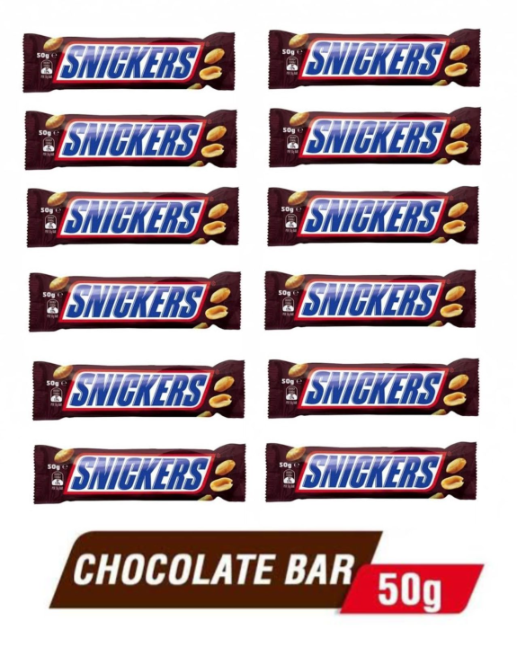 Snickers Chocolate Bar 50g – Pack of 12| Creamy Caramel, Nougat ...