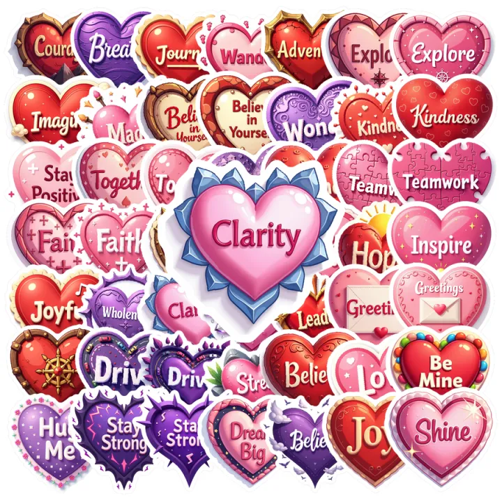 Waterproof Vinyl Stickers Colorful Heart Stickers Cute Notebook ...
