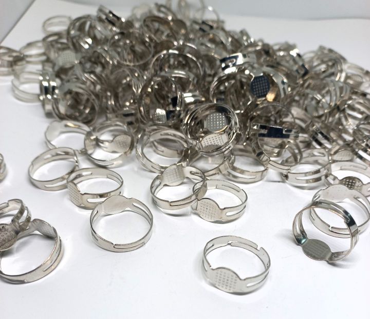 Pack of 5pcs, Adjustable Metal Ring, Blank Pad, DIY Customize Art ...