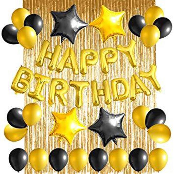Happy Birthday Gold Black Set | Daraz.pk