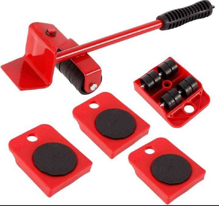 Furniture Moving Transport Tool Set 4 Mover Roller+1 Wheel Bar Heavy ...