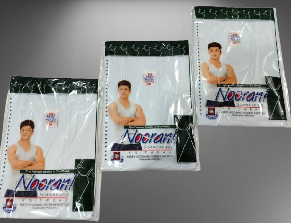 Pack of 3 Men's Sando Banyan, Original Noorani Cotton Vest, White Sando ...
