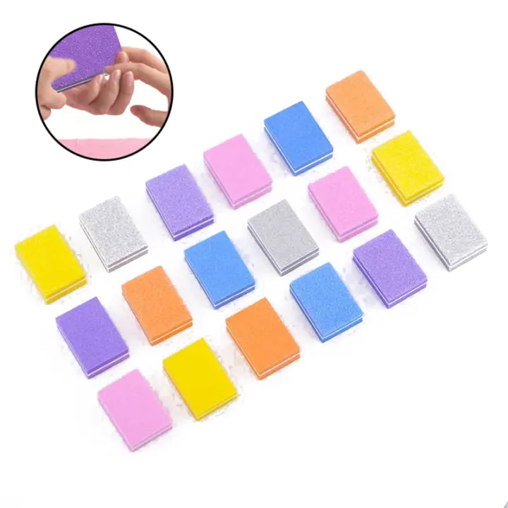 10pcs Double-sided Mini Nail File Blocks Colorful Sponge Nail Polish ...