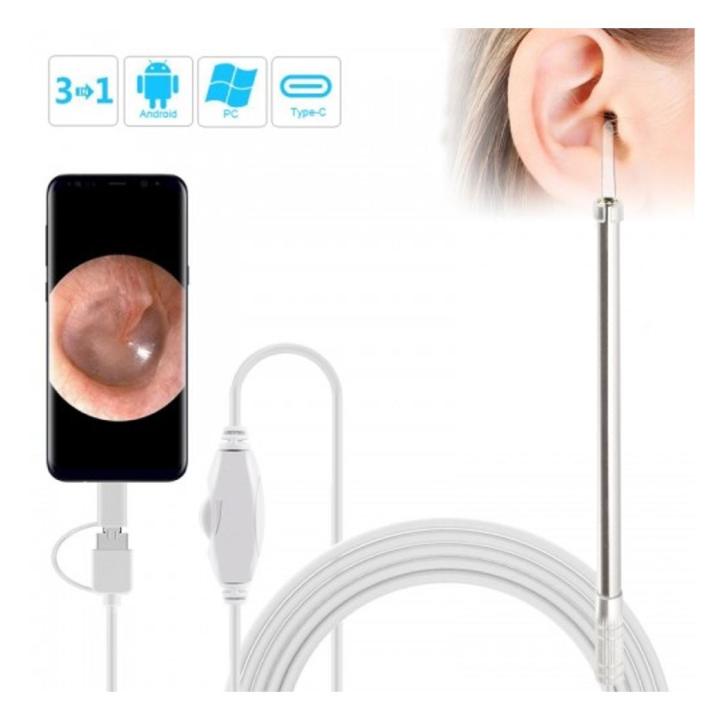 Visual Ear Cleaner 3-in-1 USB, Type-C and Android Ear Camera with LED ...