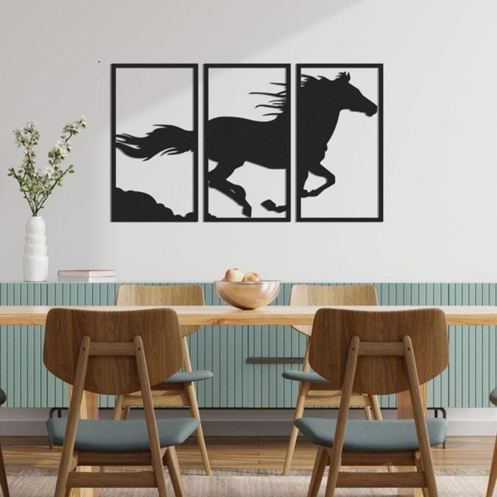 STYLO DREAM DECOR Horse 3 panel wooden wall art, laser cut 3 panel ...