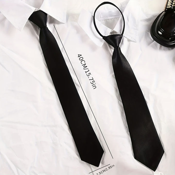 Unisex Black Color Simple Clip On Tie Slim Tie Uniform Shirt Suit ...