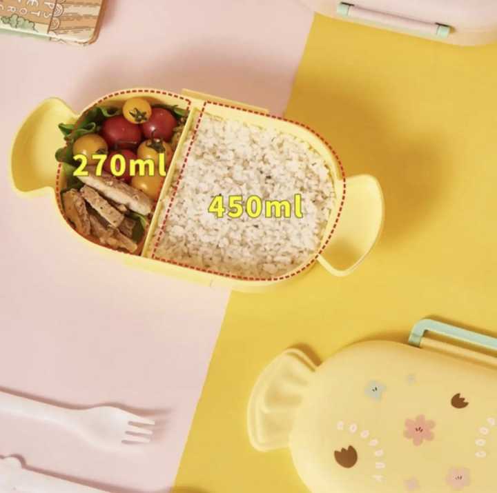 2 Grid Lunch Box Cartoon Food Grade Lunch Container Pack Rice Food ...