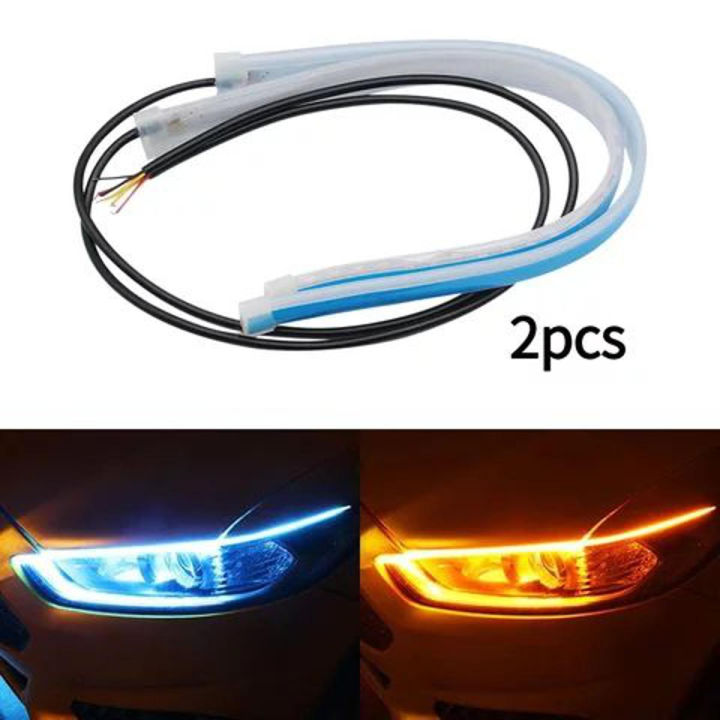 Flexible 60 Cm DRL_Strip Headlight For Car With Running Indicator ...