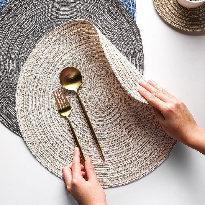 1pcs Woven Round Placemat Table Mat Pad Heat Resistant Bowls Coffee ...