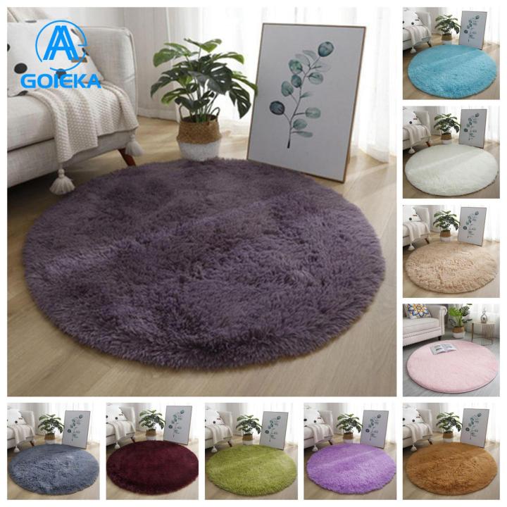 GOIKEA Round Anti-Slip Fluffy Rug Soft Durable Circle Carpet for ...
