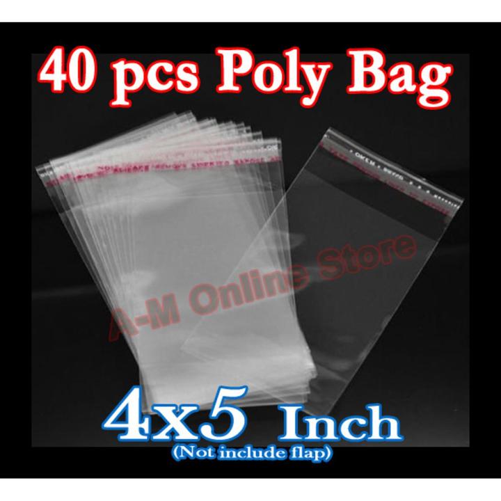 Pack of 40 (4 X 5 Inch) Resealable Cellophane/BOPP/OPP Cello Poly Transparent Plastic Bags For ...