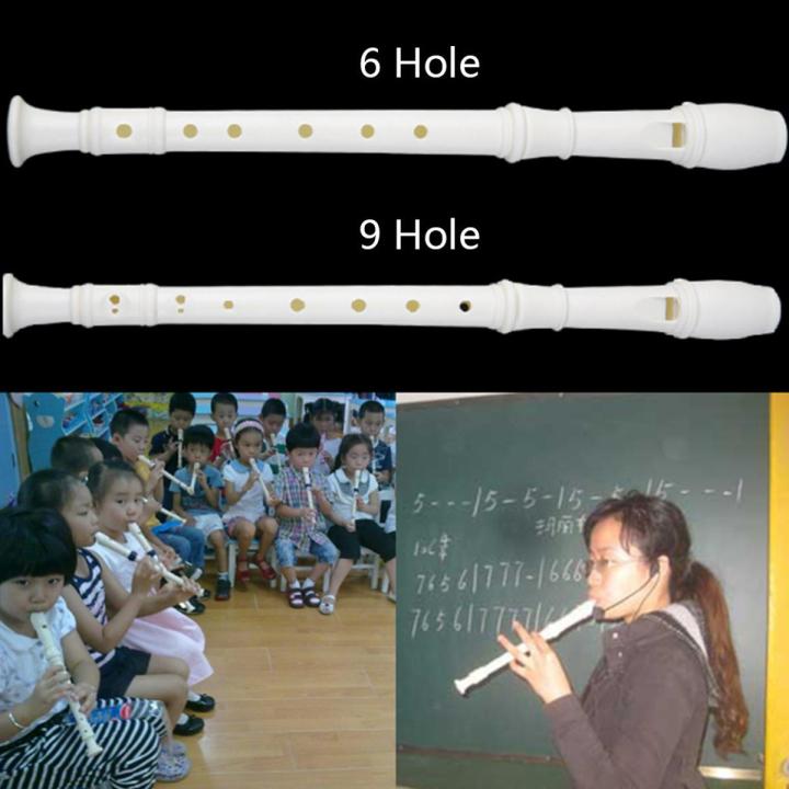 White ABS Resin Instrument Children Musical Soprano Recorder Long Flute ...