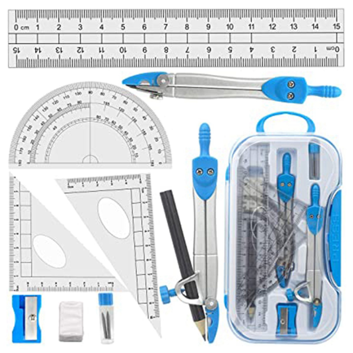 Geometry Compass Set 20Pcs School Maths Protractor Set Rulers for ...