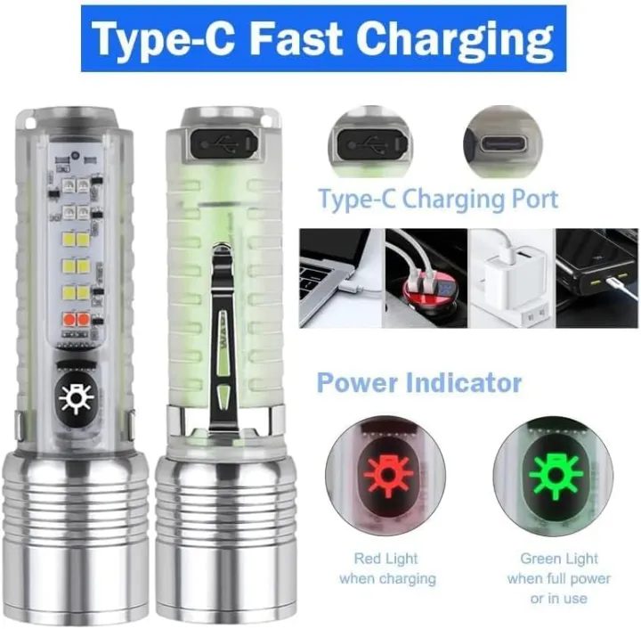 1500 Meters Super Bright LED Flashlight With White/red/blue/purple Side ...