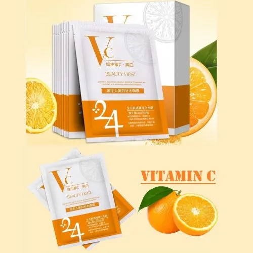 5,10 pcs Face Mask with Vitamin C extract to moisturize and lighten the ...