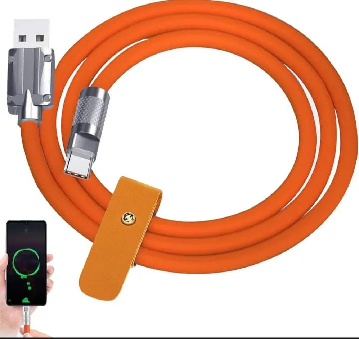 Type C 120W 6A Fast Charging Cable Type C Liquid Silicone LED Light ...