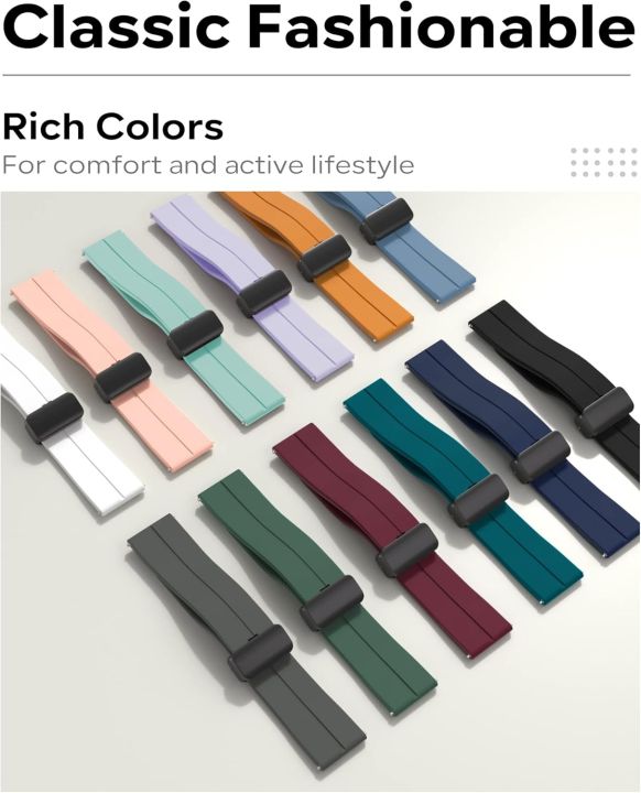 22mm Magnetic D-Buckle Silicone Watch Strap for Mibro Lite 2 Lifestyle ...