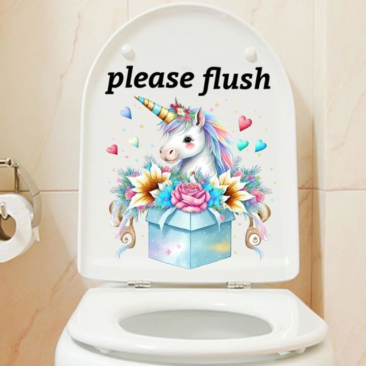 Multiple Styles PVC Sea Animal Toilet Sticker Please Flush Washable ...