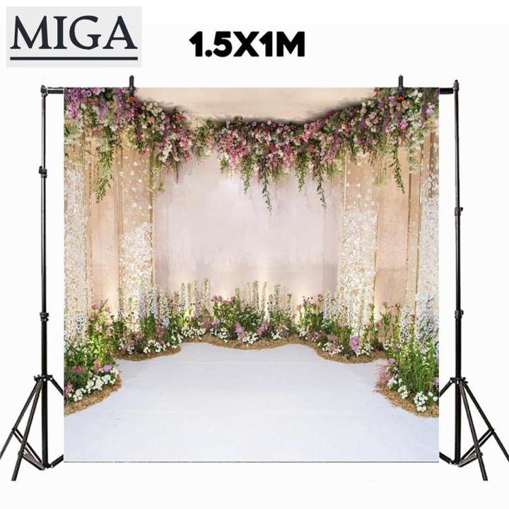 【Miga Plaza】 7x5FT Flowers Wall Scene Wedding Photography Background ...