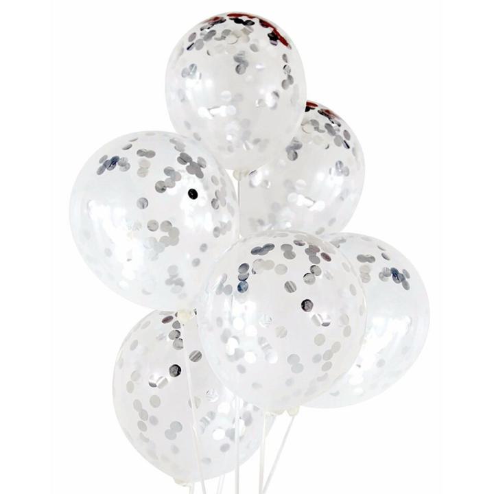 5 Pieces Silver color Confetti Balloons For Birthday, Bridal Shower ...