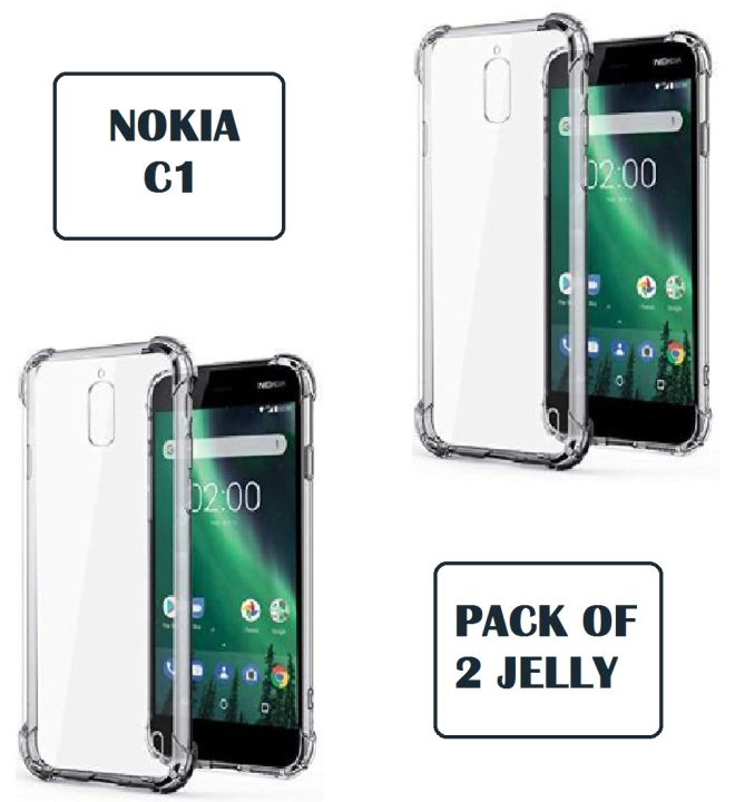 (Pack of 2) Nokia C1 Anti Shock Corner Bumper 1.5mm Soft Transparent ...