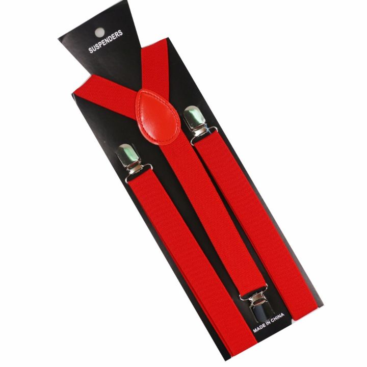 Winfox 1 Inch Wide Male Red Navy Y Back Clip On Braces Elastic Unisex Suspender Men Women | Daraz.pk