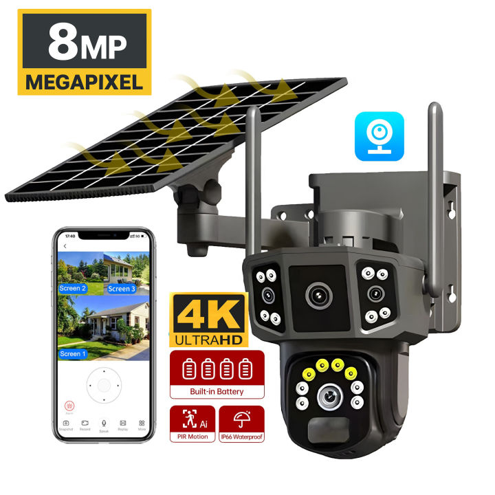 Smart 8MP 6K Dual Lens Solar CCTV WiFi Camera | 10x Zoom Outdoor ...