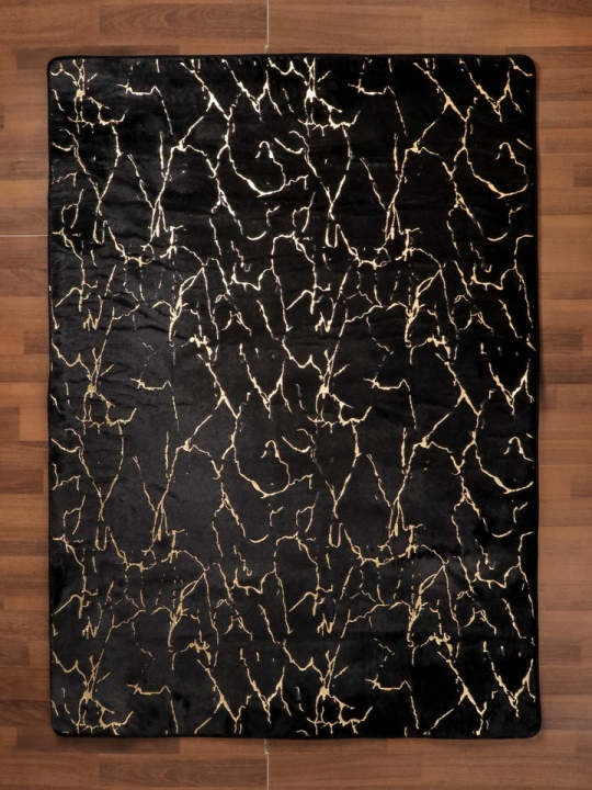 Nayyer Carpets - Black and Gold Abstract Engraved Fancy Rug | Daraz.pk