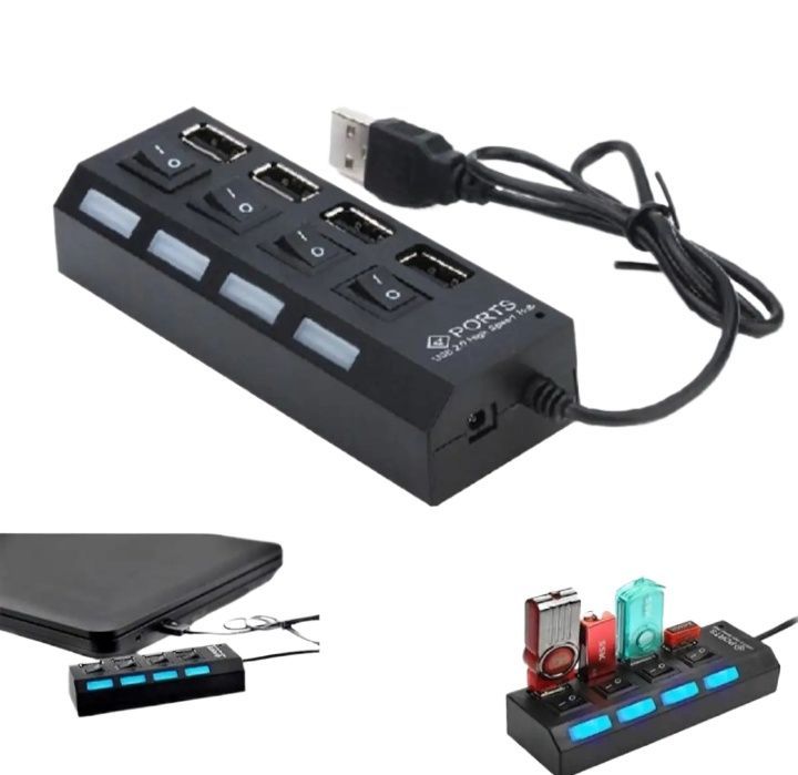 USB HUB 2.0 WITH 4 PORTS | ON/OFF SWITCH AVAILABLE | LIGHTNING FAST ...