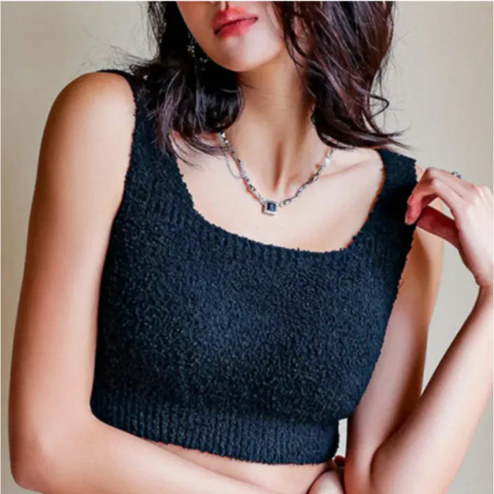 Bra for girls | Soft Sherpa Fleece Padded Longline Tank Top | Seamless ...