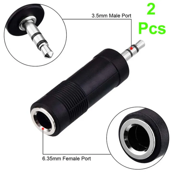 Pack of 2 Pcs , Audio Stereo Plug Adapter - 6.35mm To 3.5mm Jack ...