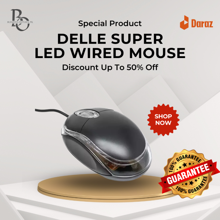 Delle Super Small LED Wired Mouse - USB Optical Mouse, 1000DPI for ...