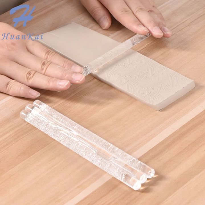 Huankai Acrylic Texture Rolling Pin Ceramic Pottery Art Embossed Rod ...