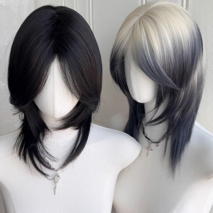 MWX. Wolf Tail Wig Long Fashion Samurai Split Short Mullet Head Men's ...