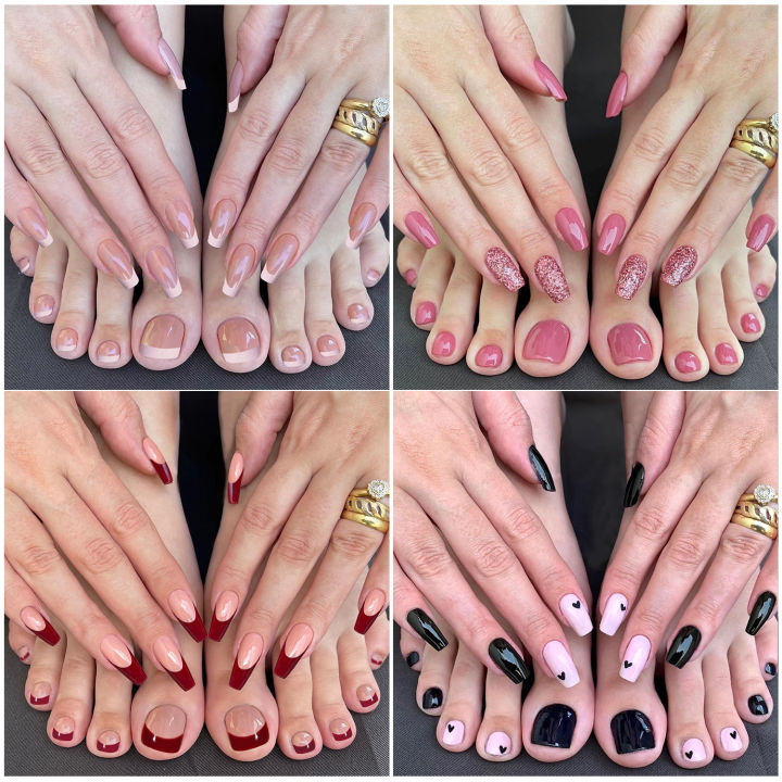 48Pcs Hand Foot manicure combo Series Artificial False Nails Toenails ...