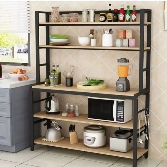 Unique Industrial 5-Tier Multi-Functional Kitchen Rack, Simple and ...