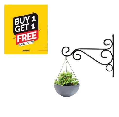 Iron Garden Wall Hanging Stand - Flower Plant Pot Bracket Hook Shelf ...