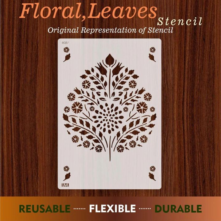 Leaf Damask Pattern Reusable Stencil for Canvas,Furniture,Fabric and ...