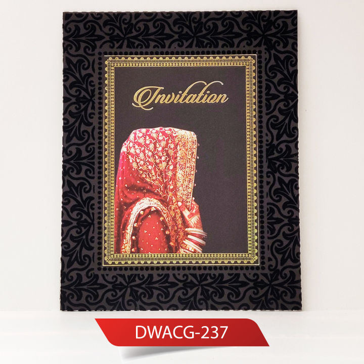 Black Border Photo Invitation Wedding Shadi card | Daraz.pk