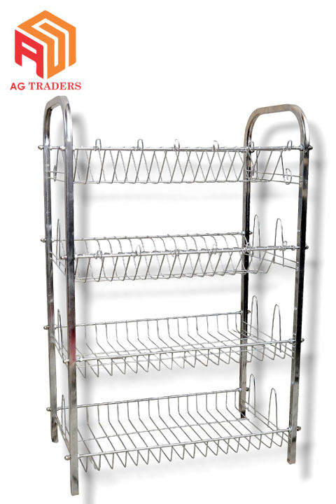 Stainless steel crockery stand/ dish rack 04 layes | Daraz.pk