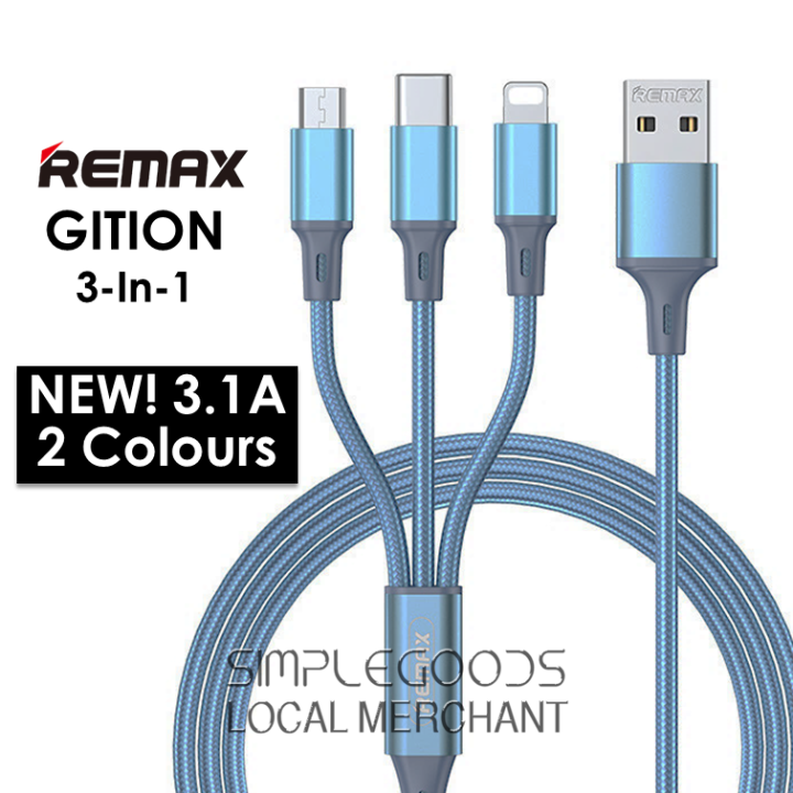 REMAX Multi USB 3 in 1 Nylon Branded Charging Cable | Daraz.pk