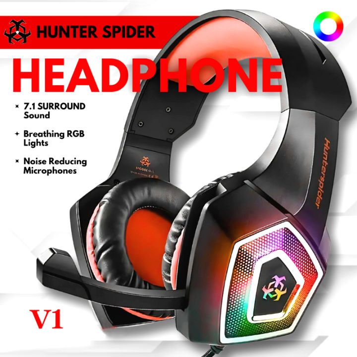 Hunter Spider V1 RGB Gaming Headset – 7.1 Surround Sound, Deep Bass ...